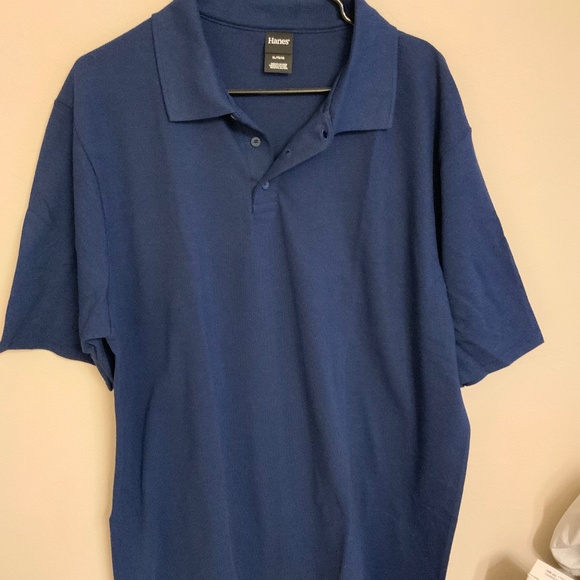 Hanes | Shirts | Hanes Men Blue Polo Shirt | Poshmark